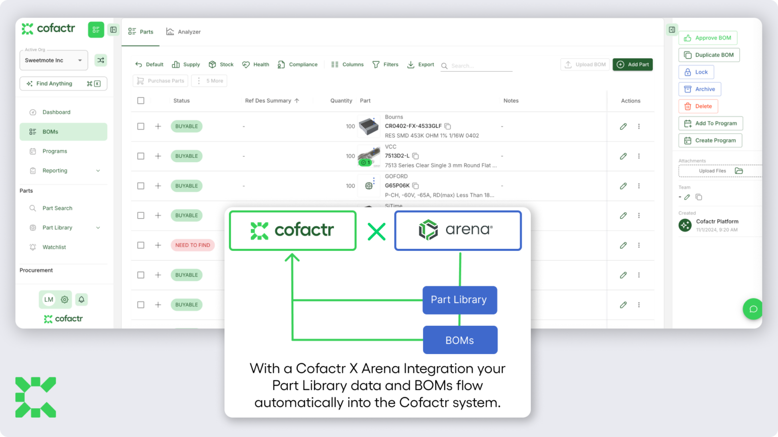 Arena - Cofactr Integration - Arena