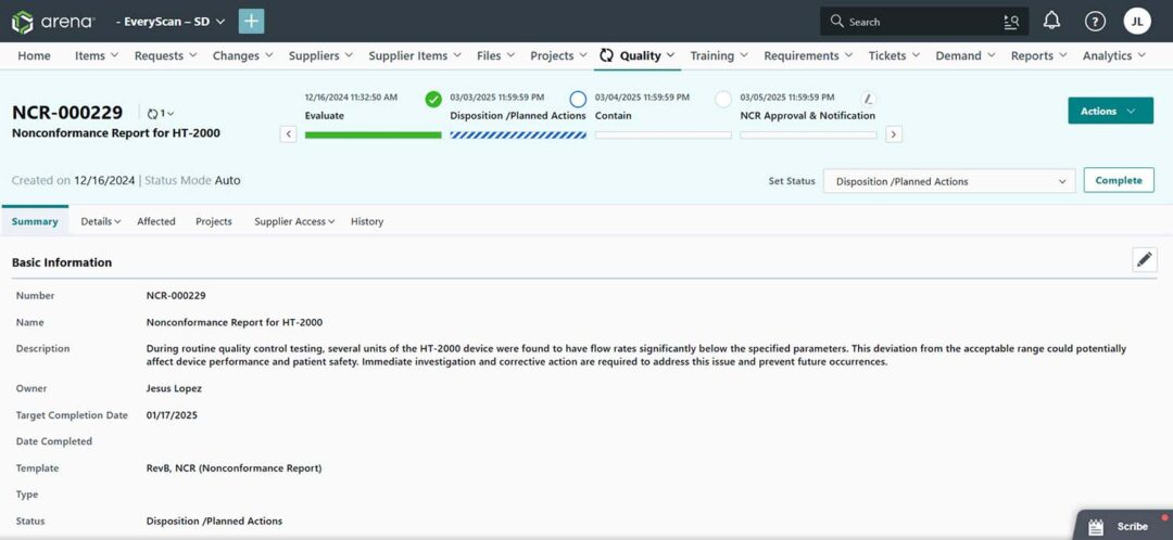 Non-Conforming Material Report Definition | Arena