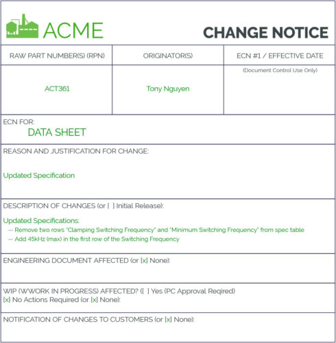 Change Notice Definition | Arena