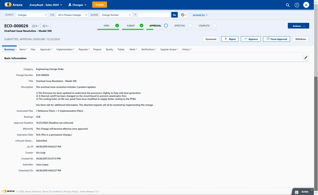 Engineering Change Order Form Definition | Arena
